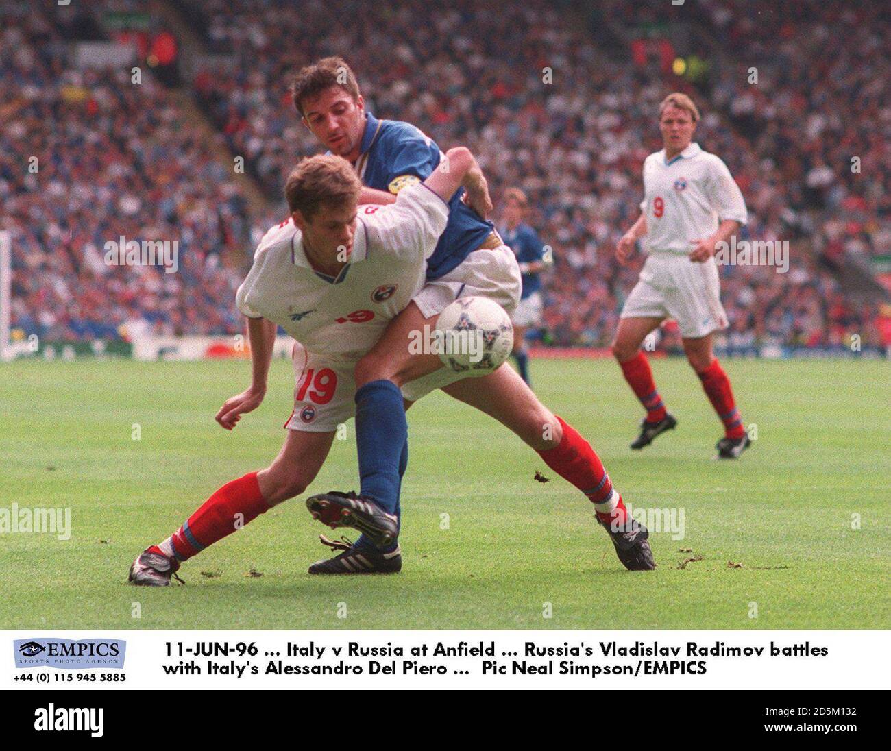11-JUN-96 ... Italy v Russia at Anfield ... Russia's Vladislav Radimov ...