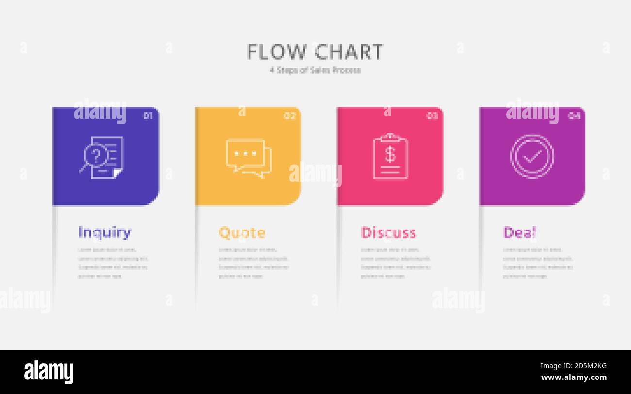Four square elements placed in horizontal row. Diagram representing ...