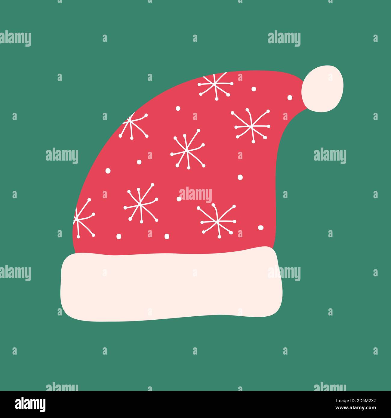 Traditional red Santa Hat. Funny holiday clothes with cute white starry ...