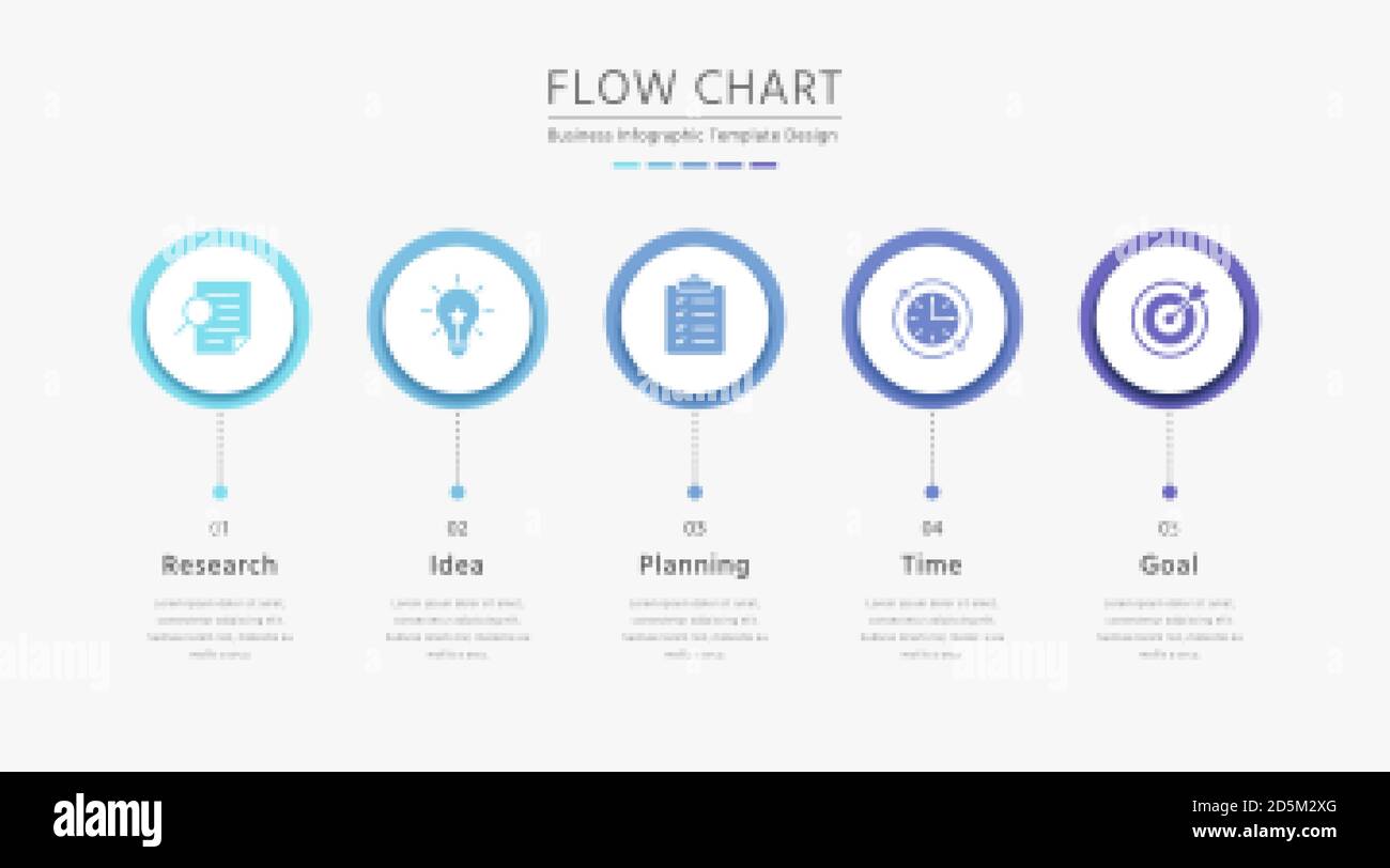 Flow chart infographic template with design elements and icons in ...