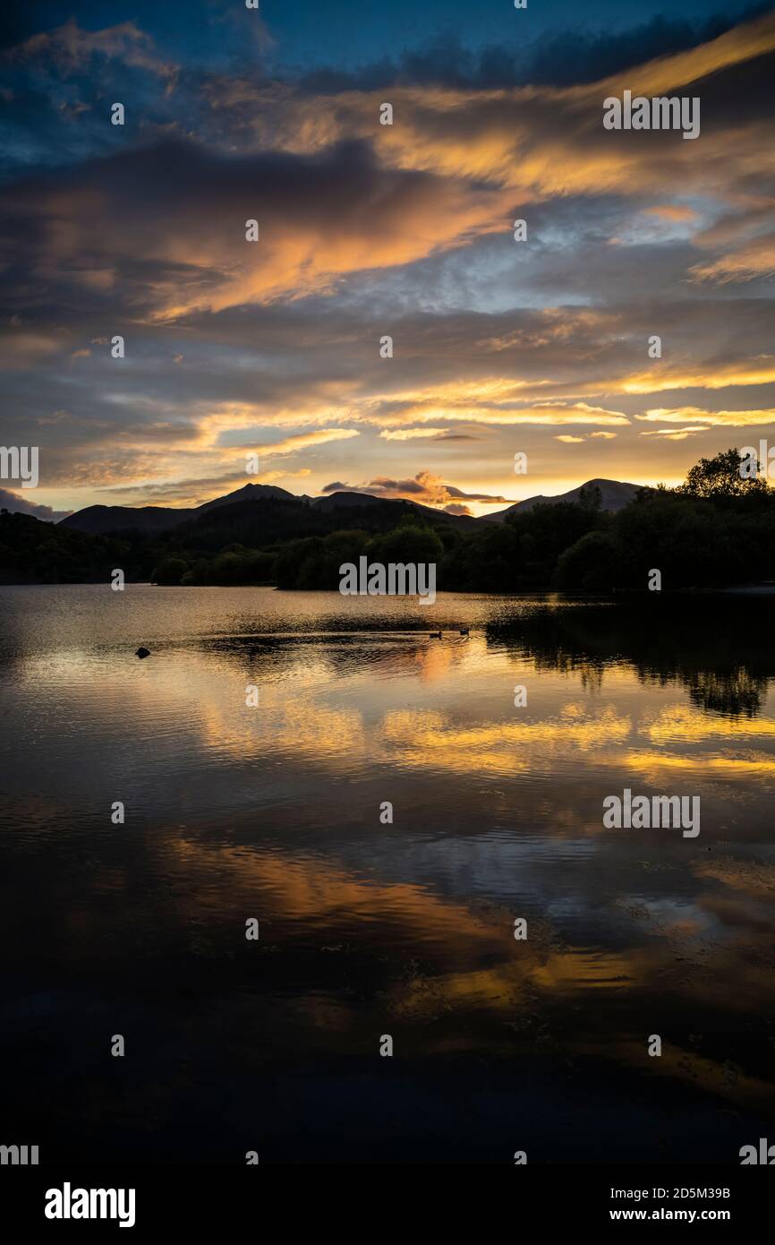 Sunset over Derwentwater, Keswick, Lake District, UK Stock Photo - Alamy