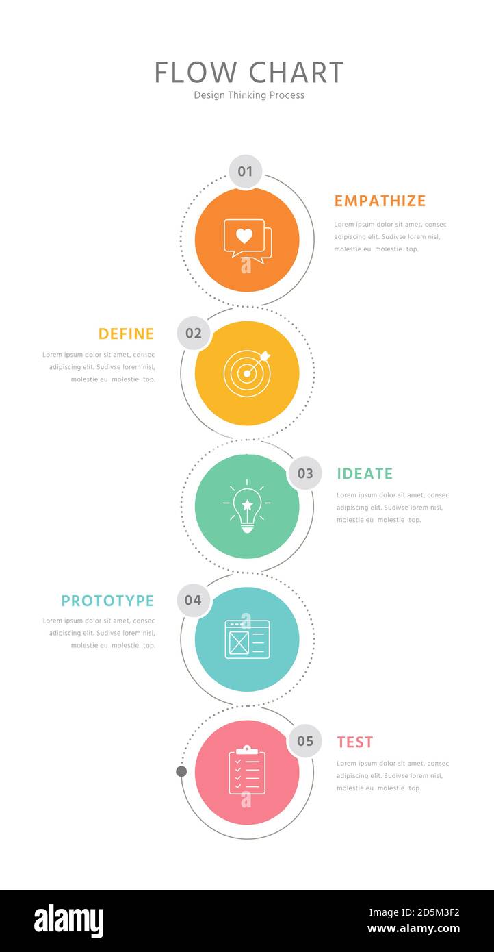 Five round elements placed in vertical row and connected by wave ...
