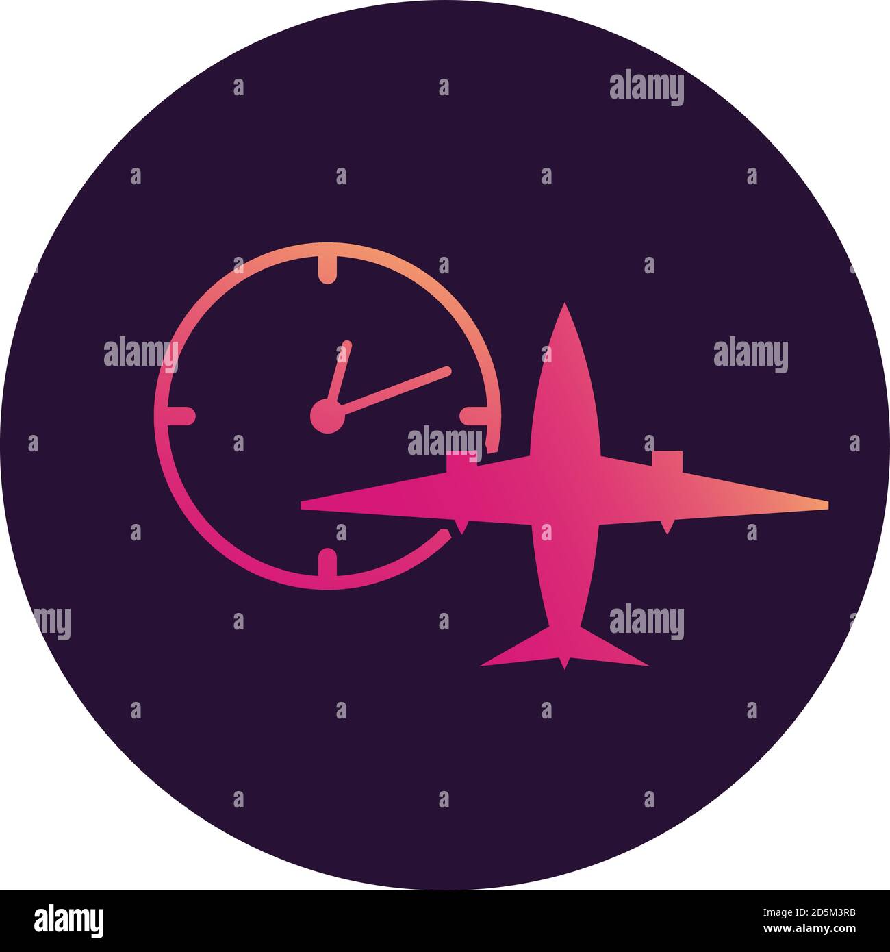 Plane clock icon gradient.Passenger jet .Flight status sign Stock ...