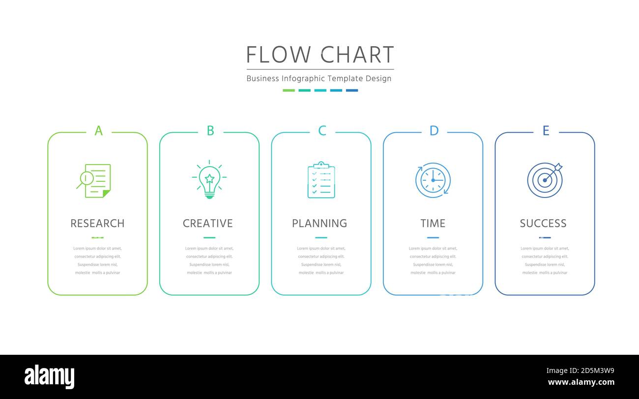 Simple flow chart infographic design with thin line banners and icons ...