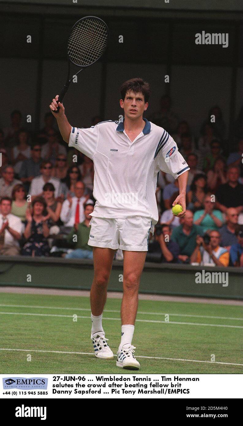 27-JUN-96 ... Wimbledon Tennis ... Tim Henman salutes the crowd after ...