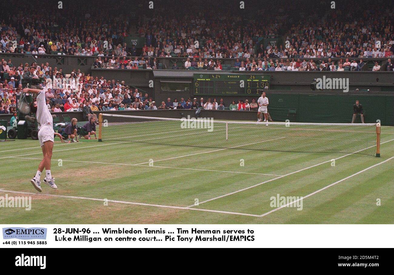 28-JUN-96 ... Wimbledon Tennis ... Tim Henman serves to Luke Milligan ...