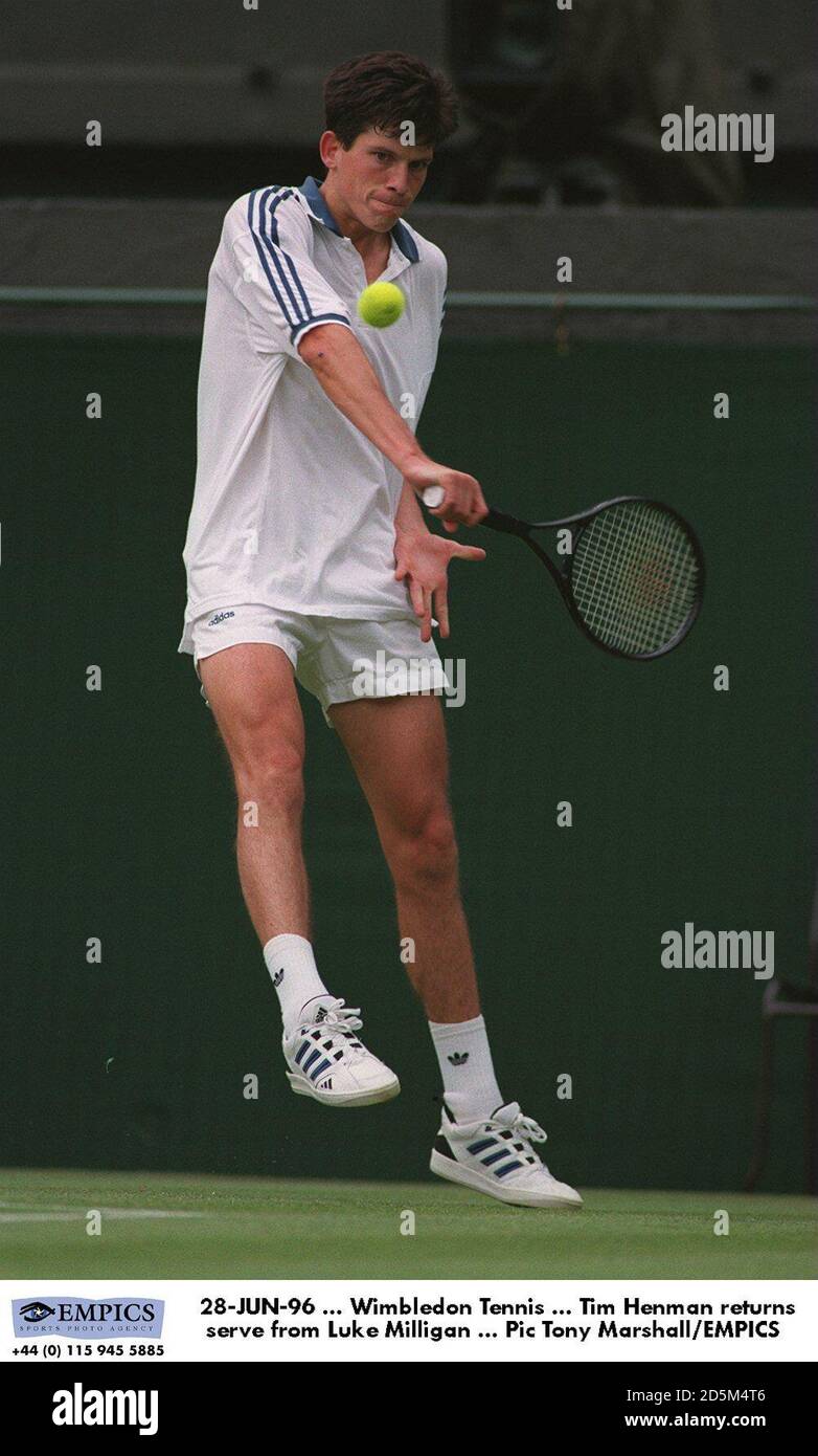 28-JUN-96 ... Wimbledon Tennis ... Tim Henman returns serve from Luke ...