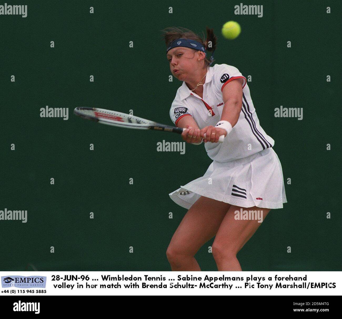 28-JUN-96 ... Wimbledon Tennis ... Sabine Appelmans plays a forehand ...