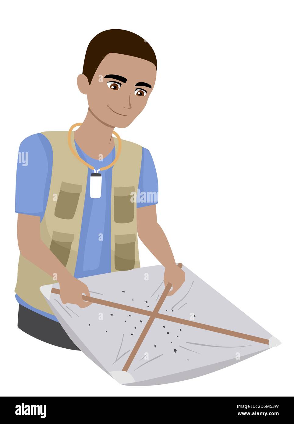 Illustration of a Teenage Guy Entomology Student Using a Beating Sheet ...