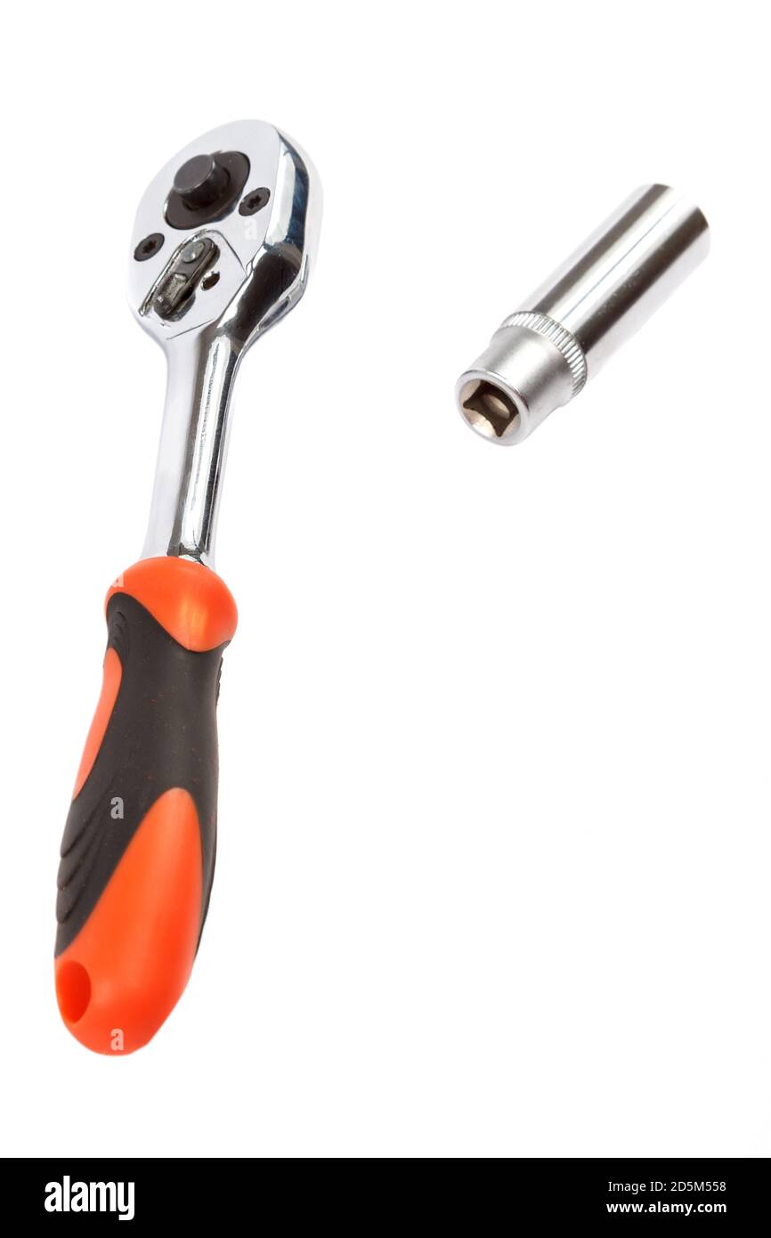 Spanner tool isolated on white background Stock Photo - Alamy