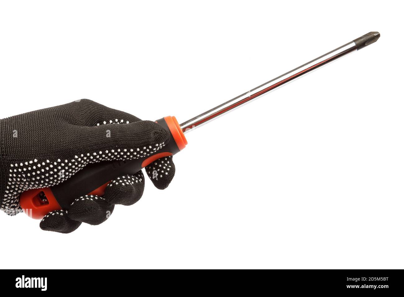 Screwdriver tool in hand isolated on white background Stock Photo - Alamy