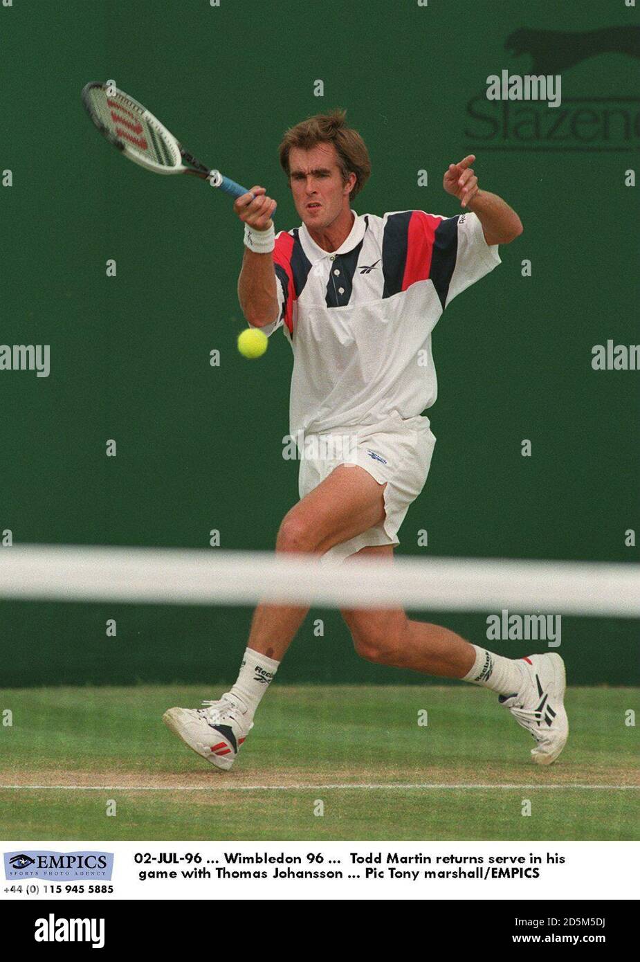 02-JUL-96 ... Wimbledon 96 ... Todd Martin returns serve in his game ...