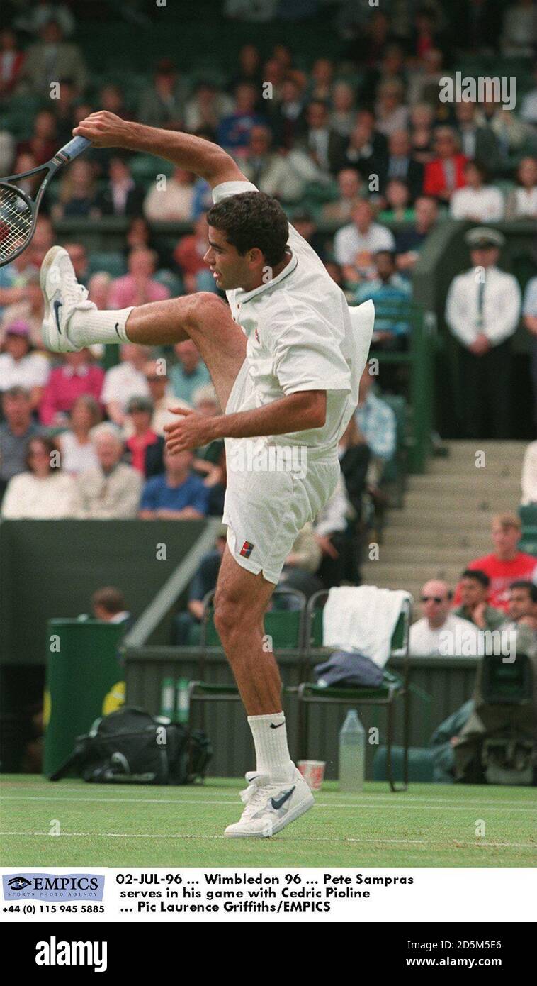 02-JUL-96 ... Wimbledon 96 ... Pete Sampras serves in his game with ...