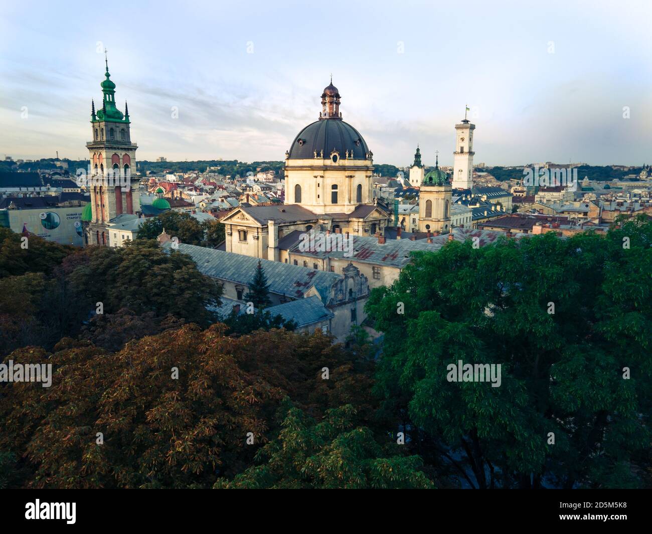 aerial view of Lviv city on sunrise Stock Photo - Alamy
