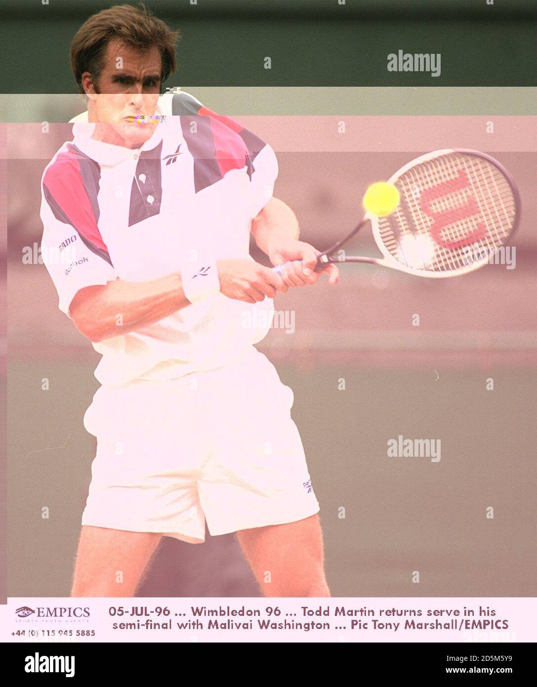 05-JUL-96 ... Wimbledon 96 ... Todd Martin returns serve in his semi ...
