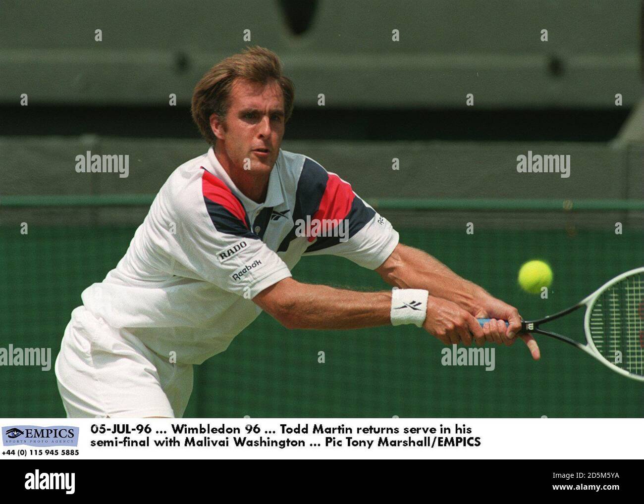 05-JUL-96 ... Wimbledon 96 ... Todd Martin returns serve in his semi ...