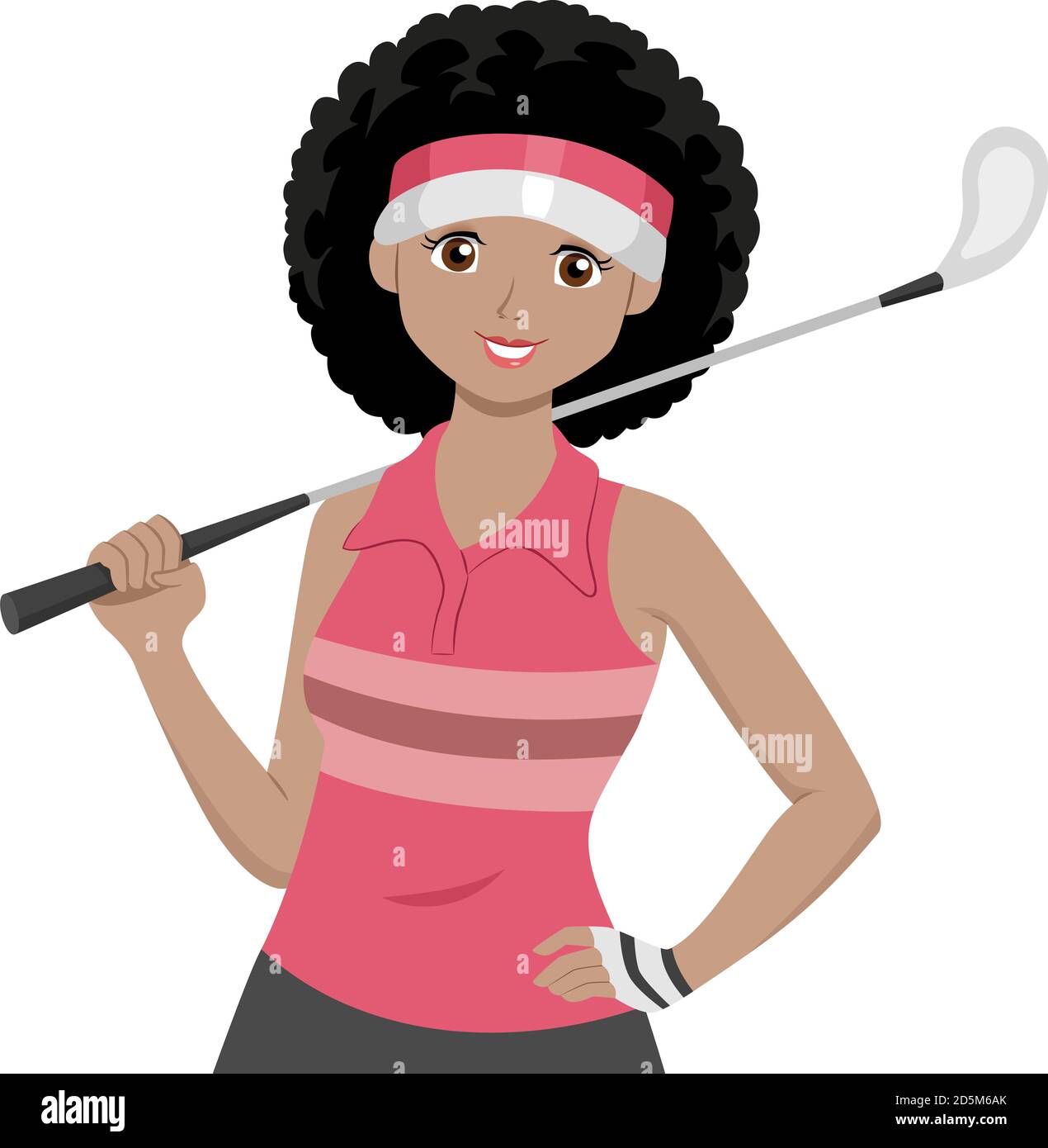 Illustration of an African American Teenage Girl Golfer Holding a Golf ...