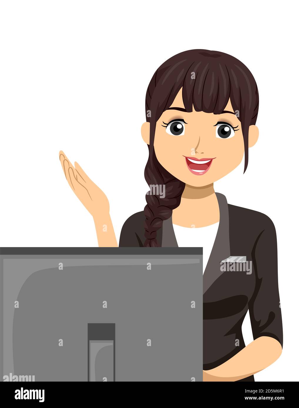 Illustration of a Teenage Girl Receptionist Talking with Hands Up with ...