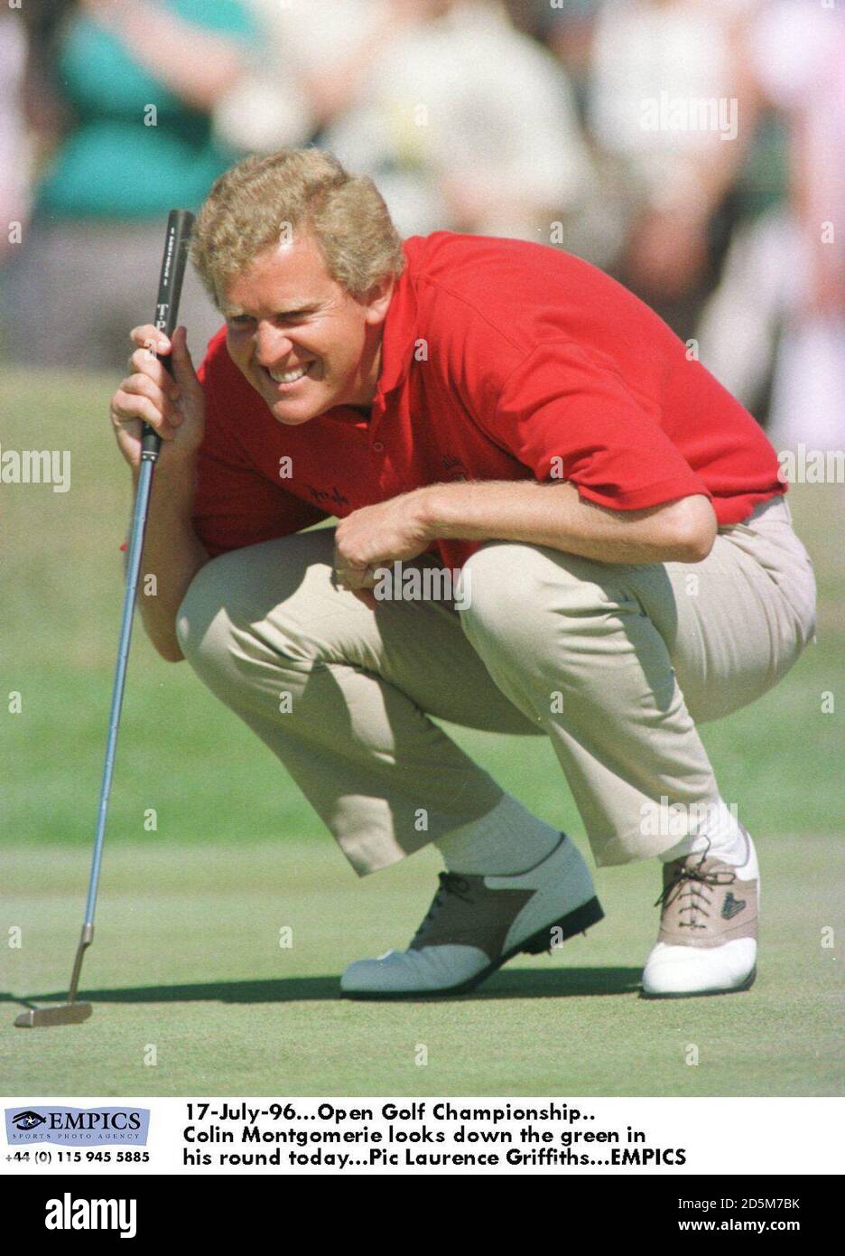 17-July-96. Open Golf Championship. Colin Montgomerie looks down the ...