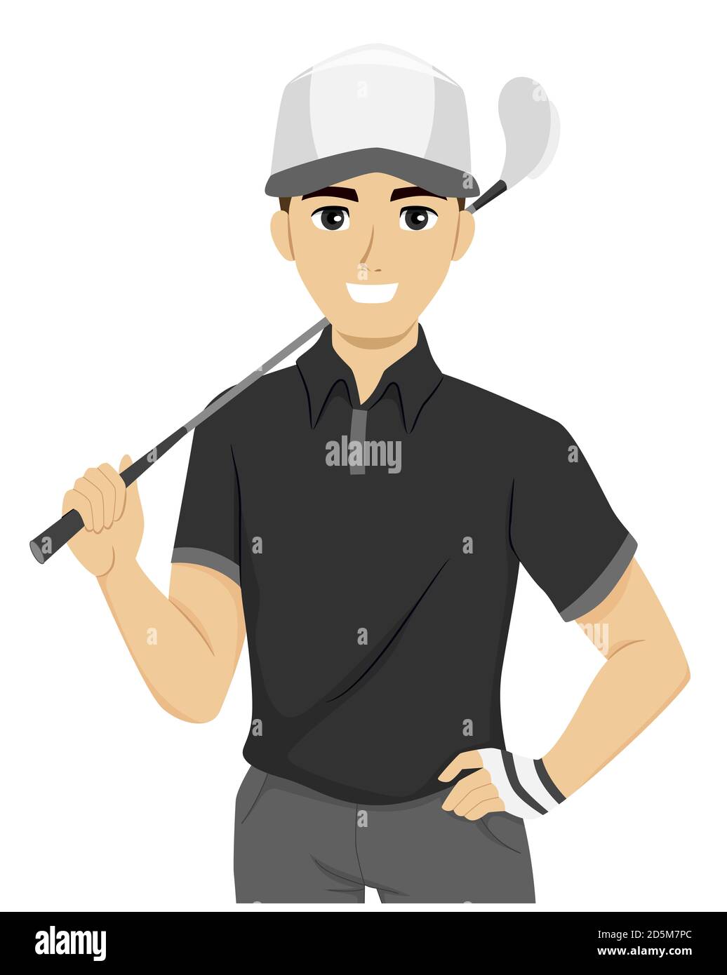 Illustration of a Teenage Guy Player Holding a Golf Club and Smiling ...