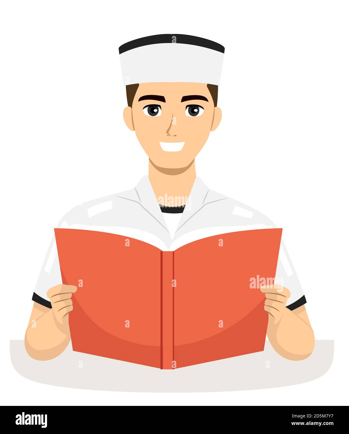 Illustration of a Teenage Guy Navy or Sailor Student Reading an Open ...