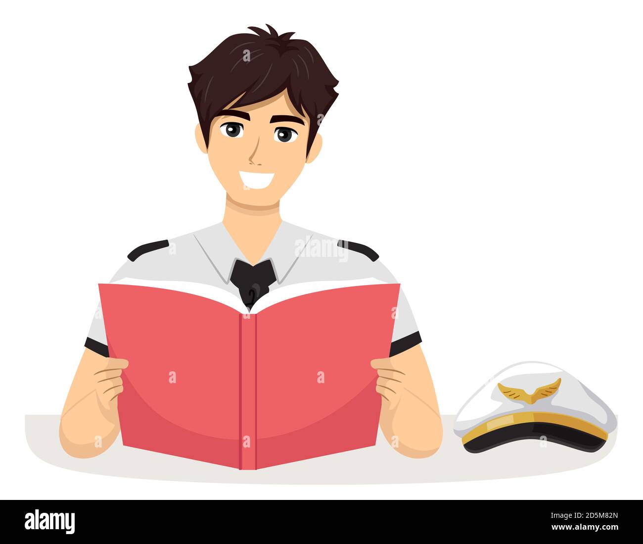 Illustration of a Teenage Guy Pilot Student Holding an Open Book with ...
