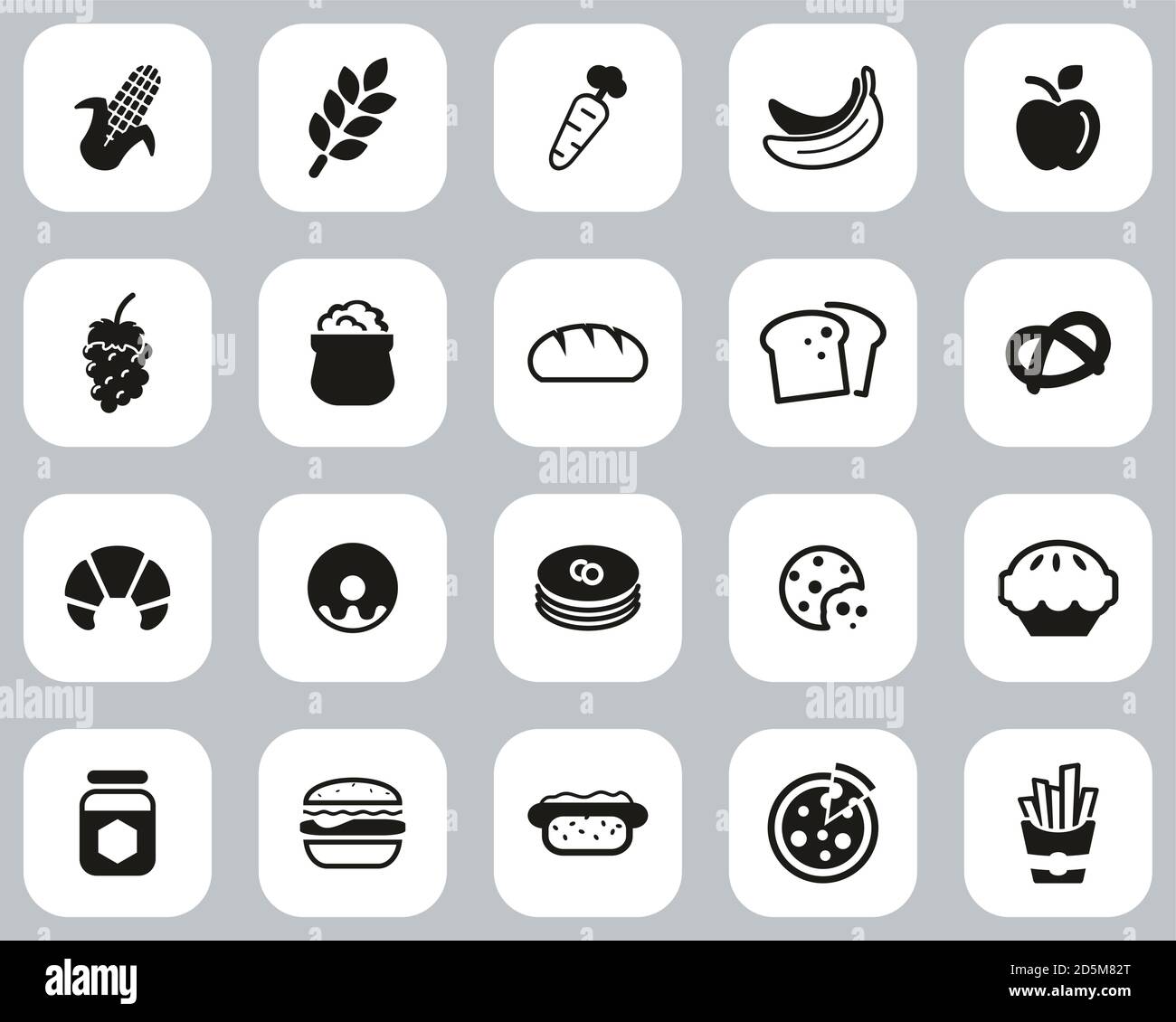 Carbohydrate Food Icons Black & White Flat Design Set Big Stock Vector ...