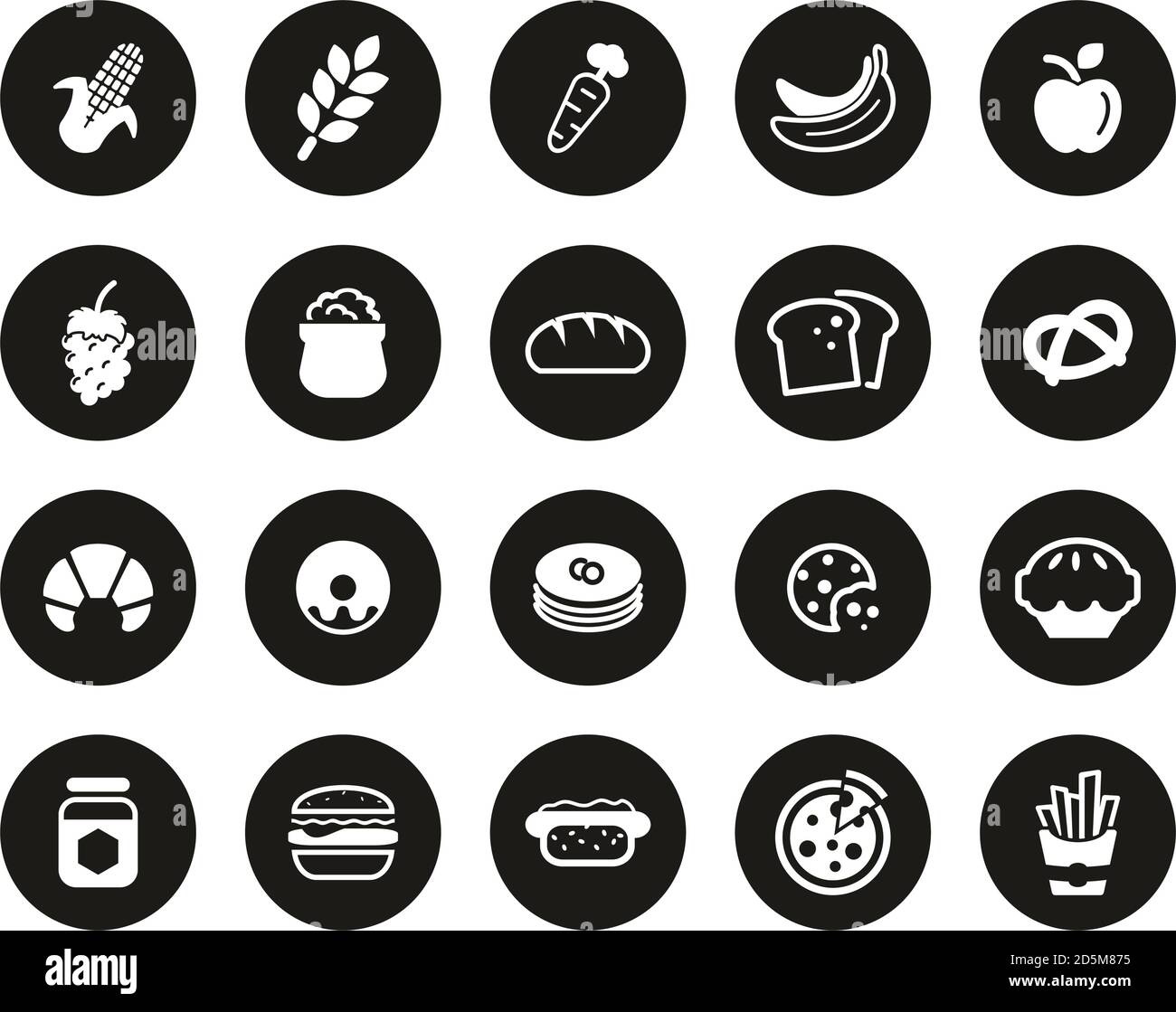 Carbohydrate Food Icons White On Black Flat Design Circle Set Big Stock ...