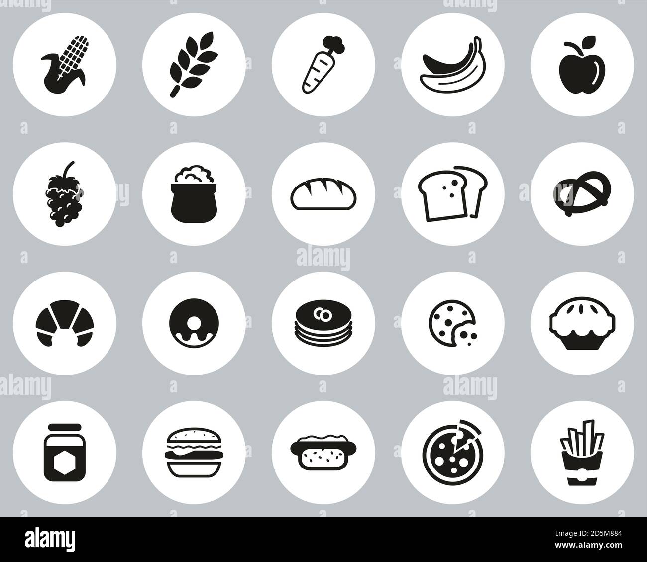 Carbohydrate Food Icons Black & White Flat Design Circle Set Big Stock ...