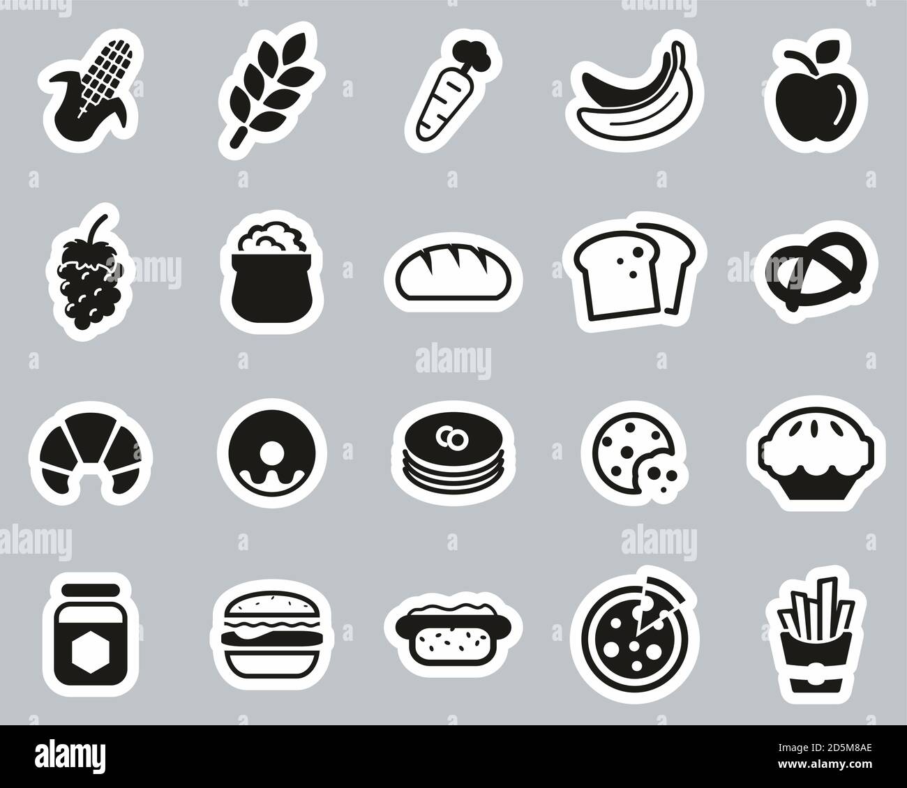 Carbohydrate Food Icons Black & White Sticker Set Big Stock Vector ...