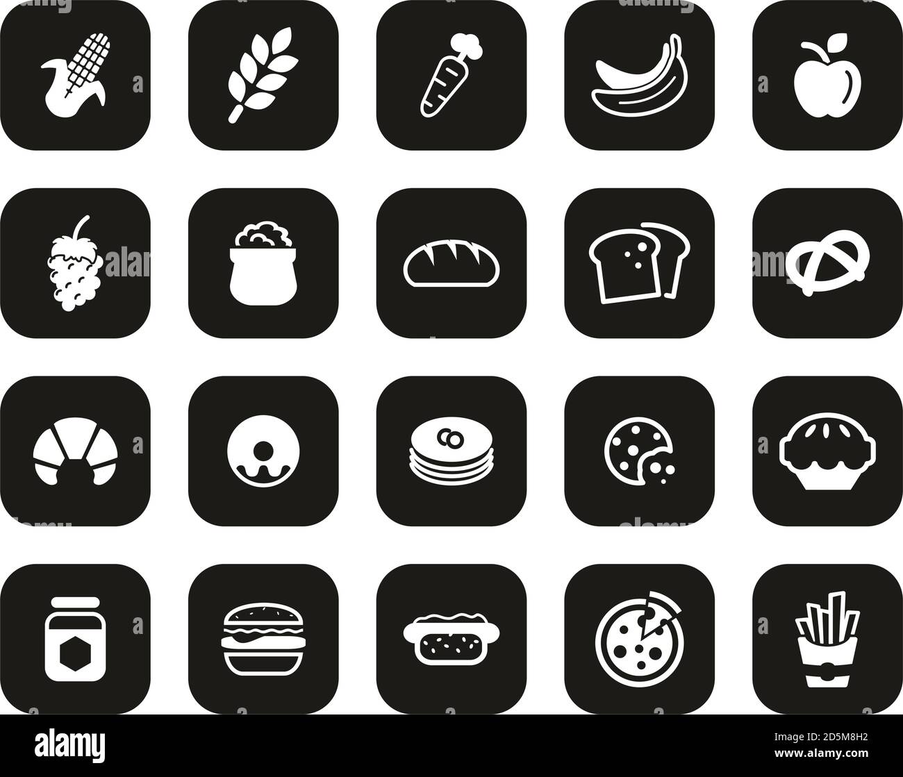 Carbohydrate Food Icons White On Black Flat Design Set Big Stock Vector ...