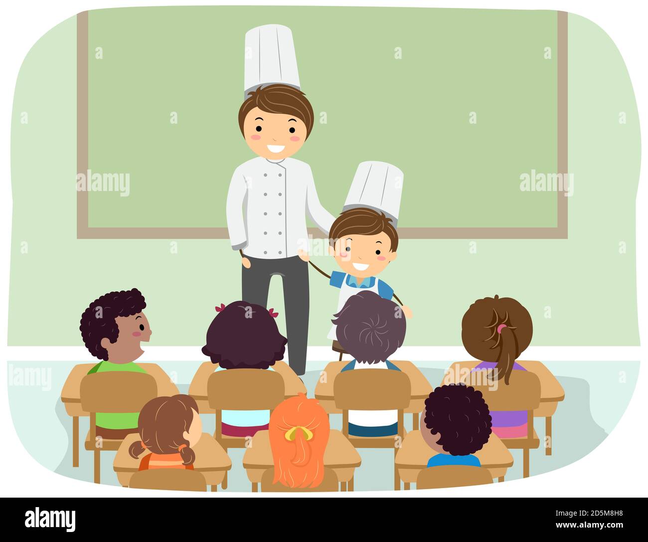 Illustration of a Stickman Kid Boy with His Chef Father Talking About ...