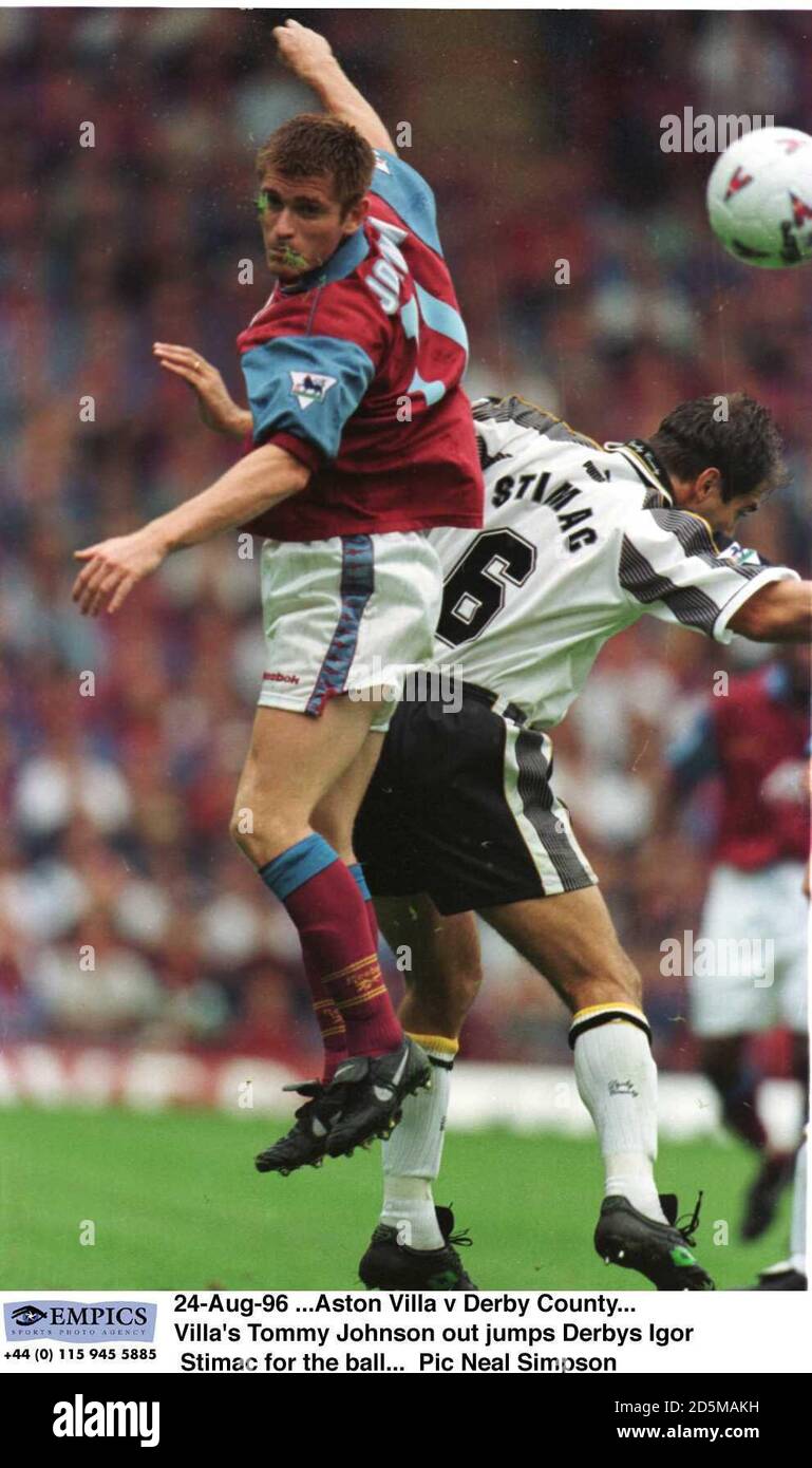 24-Aug-96 ...Aston Villa v Derby County. Villa's Tommy Johnson out ...