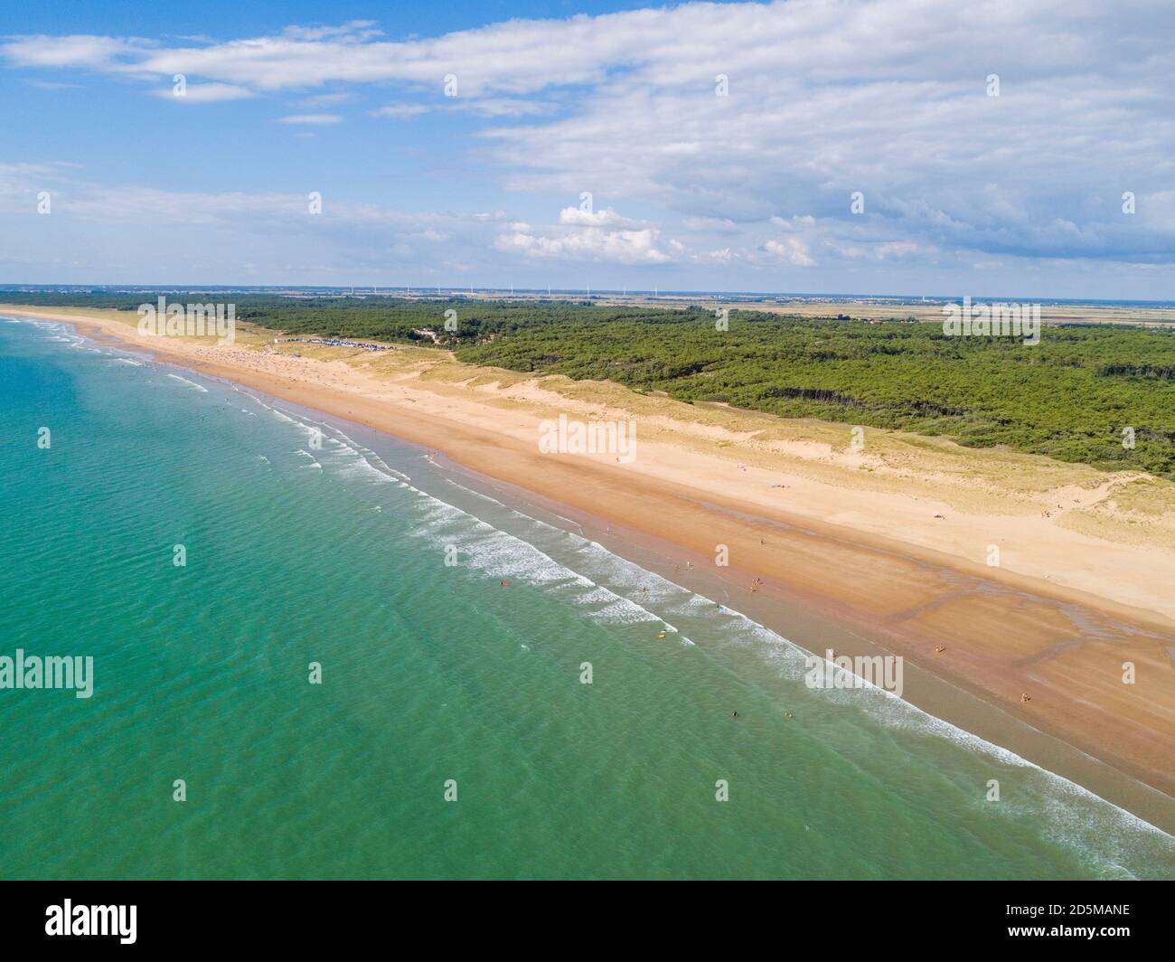 La Tranche-sur-Mer (central-western France): aerial view of the “plage ...