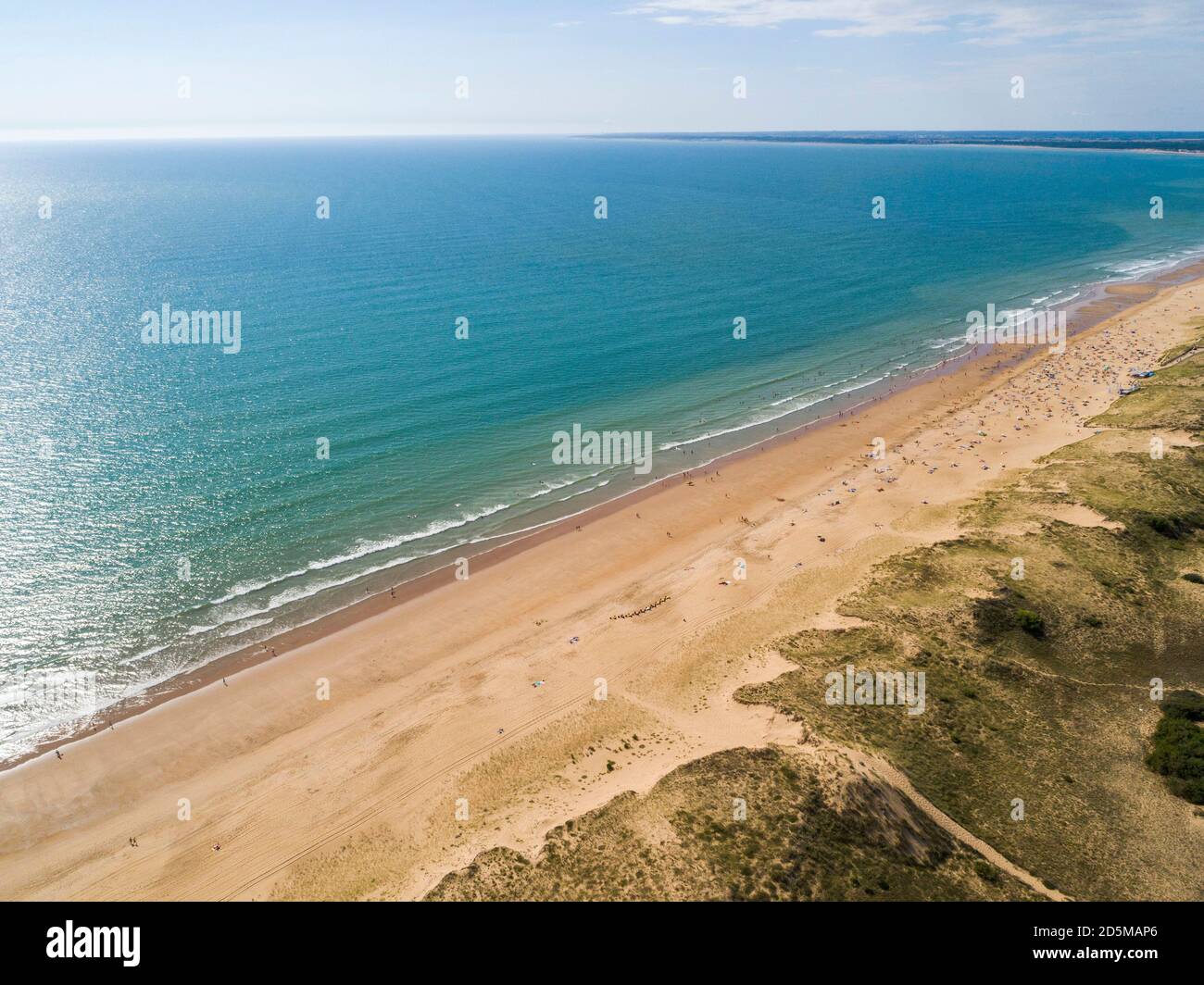 La Tranche-sur-Mer (central-western France): aerial view of the “plage ...