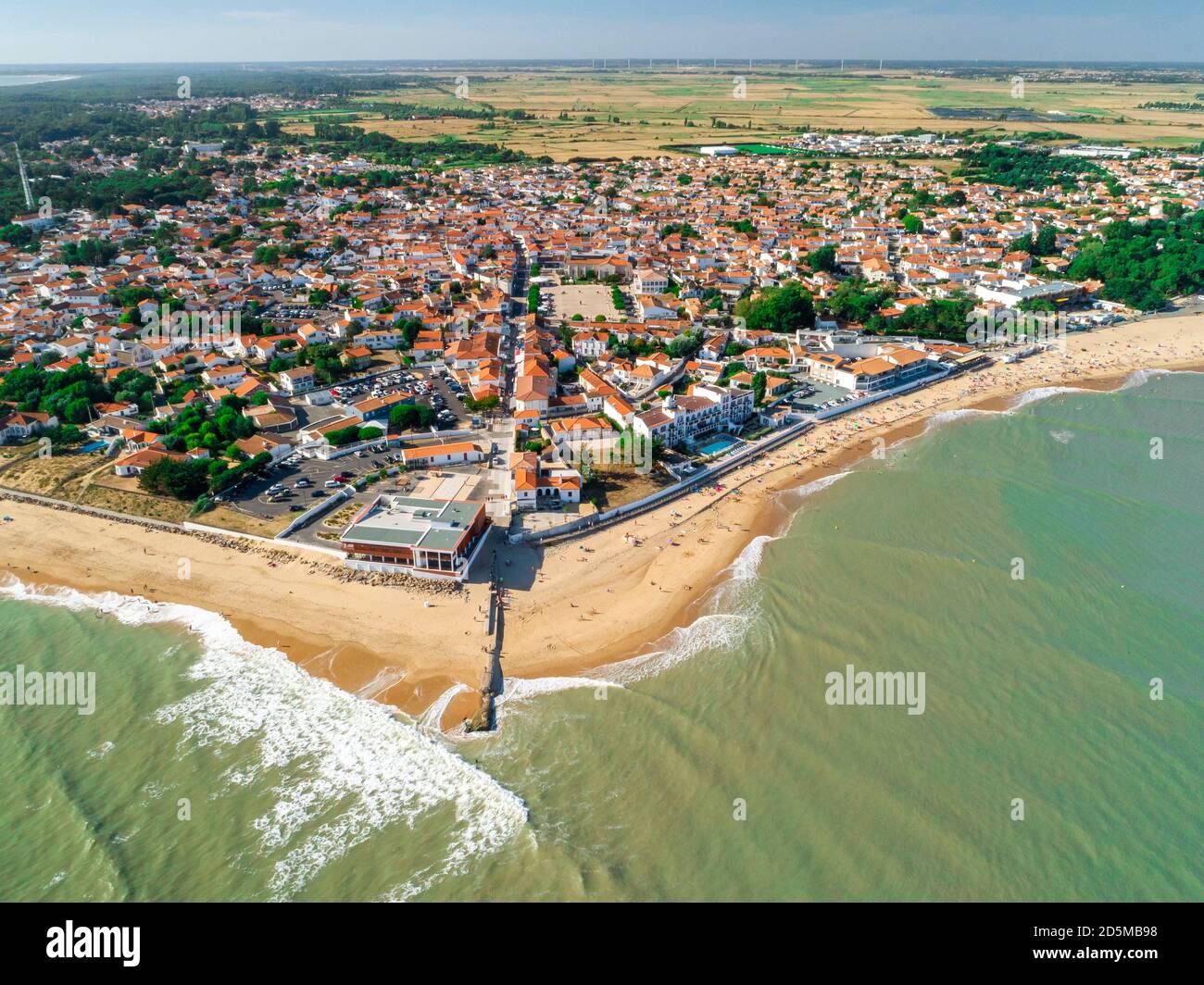 La Tranche-sur-Mer (central-western France): aerial view of the village ...