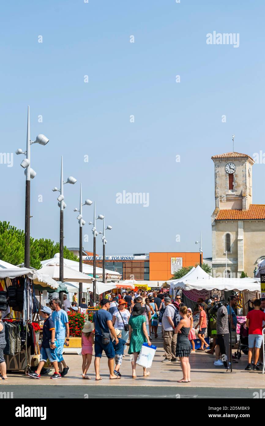 La Tranche-sur-Mer (central-western France): aerial view of “place de ...