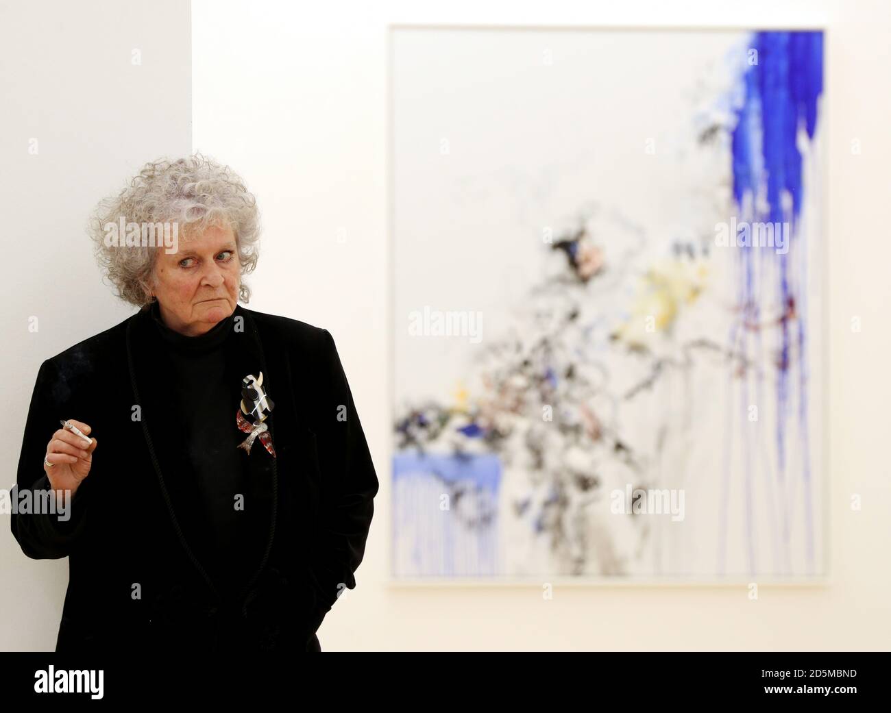 British artist Maggi Hambling stands next to her work 'Self Portrait ...