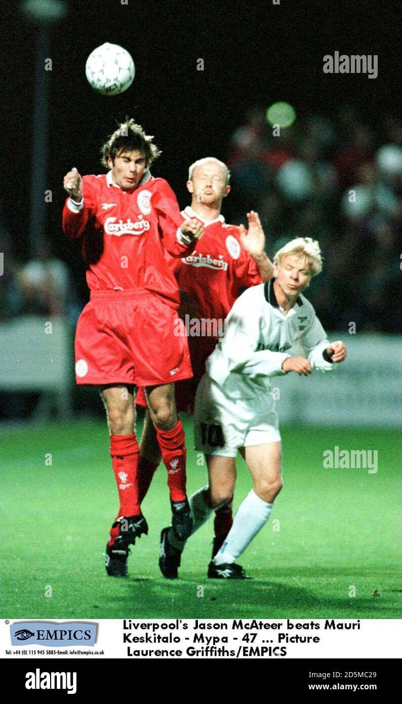 Liverpool's Jason McAteer beats Mauri Keskitalo - Mypa-47 Stock Photo ...
