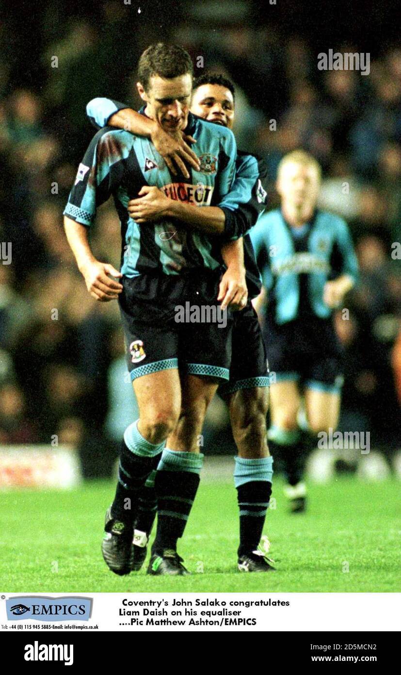 Coventry's John Salako congratulates Liam Daish on his equaliser Stock ...