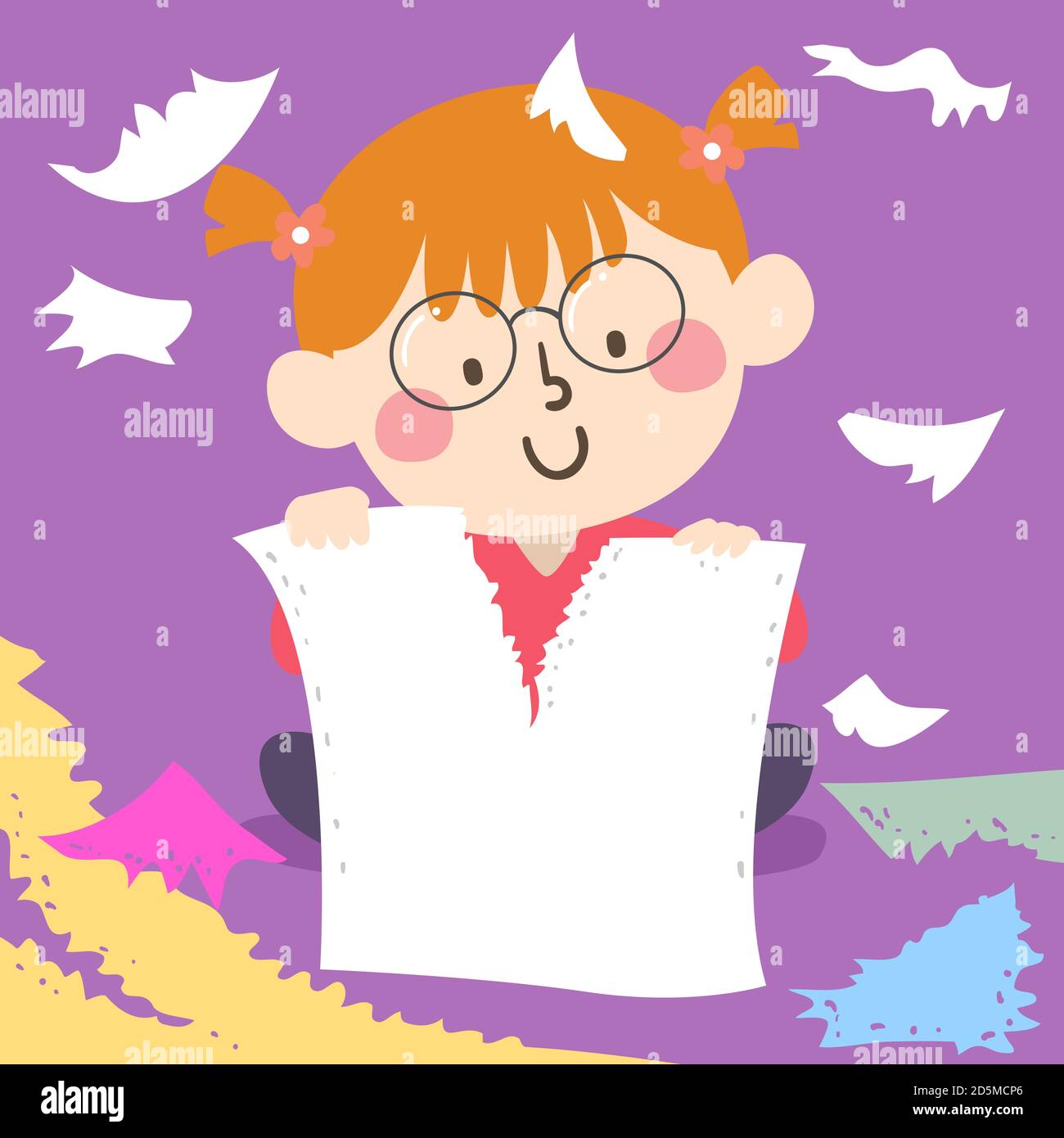 Illustration of a Kid Girl Tearing Paper All Around, Useful Finger and ...