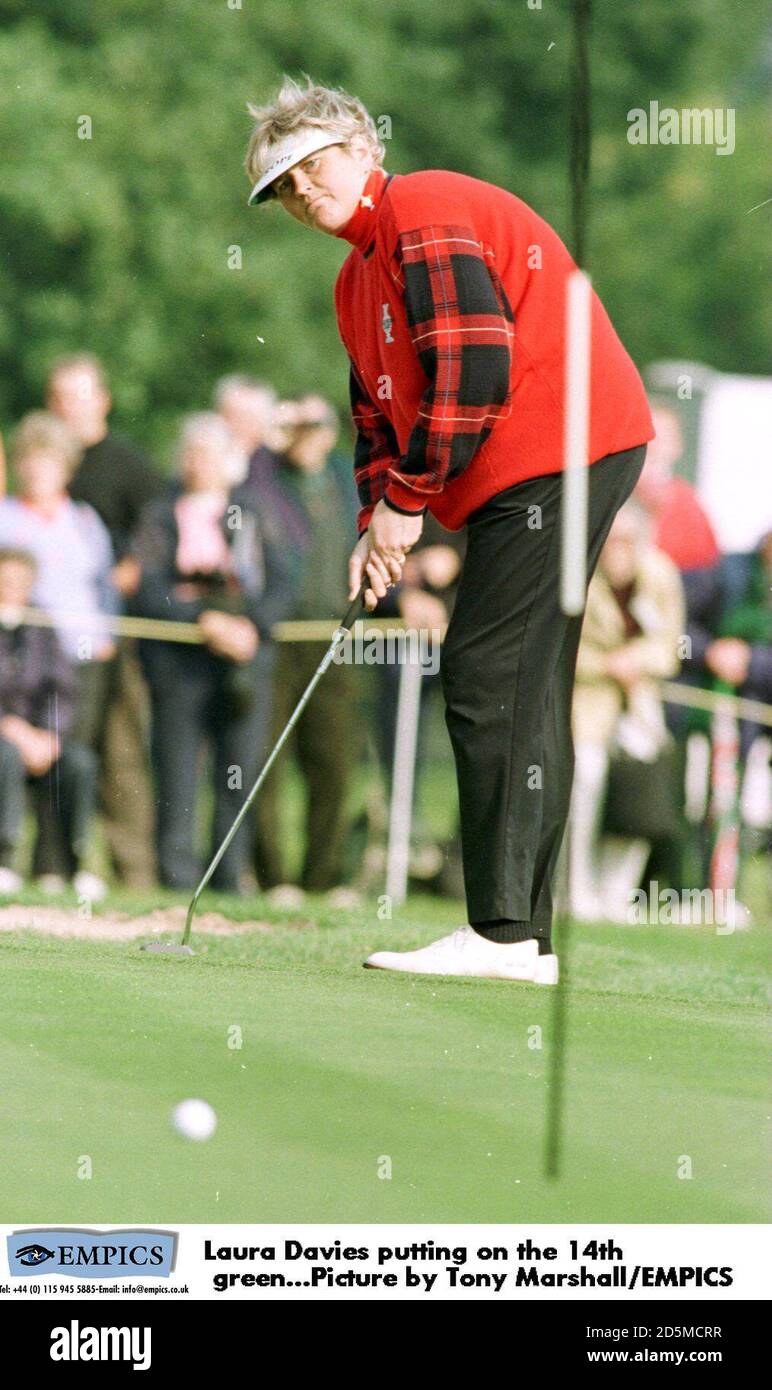 Laura Davies putting on the 14th green. Picture by Tony Marshall/EMPICS ...
