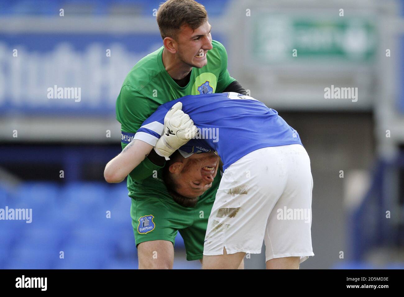Goalkeeper Russell Griffiths and Callum Connolly, Everton, celebrate ...