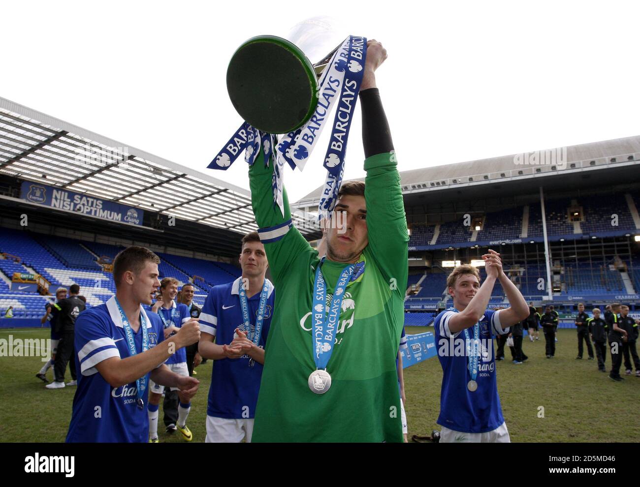 Goalkeeper Russell Griffiths, Everton, celebrates with the Under 18 ...