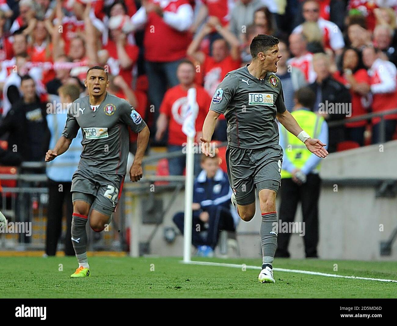 Rotherham United's Alex Revell (right) celebrates scoring his teams ...