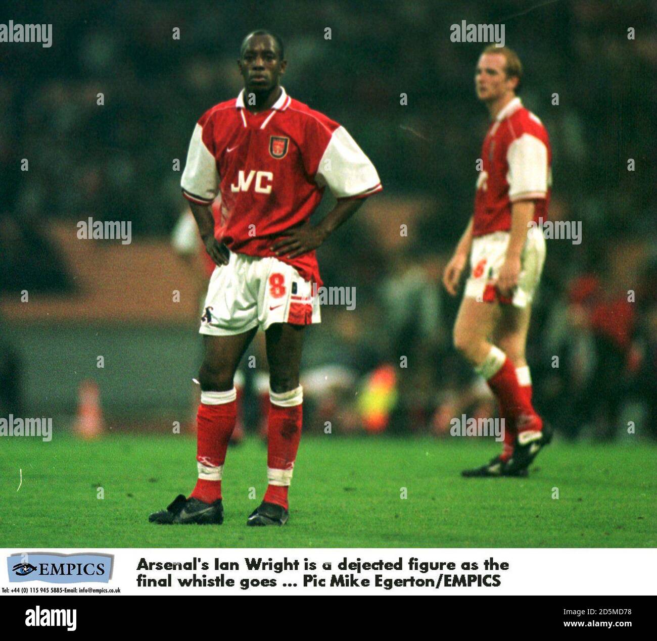 Arsenal's Ian Wright is a dejected figure as the final whistle goes ...