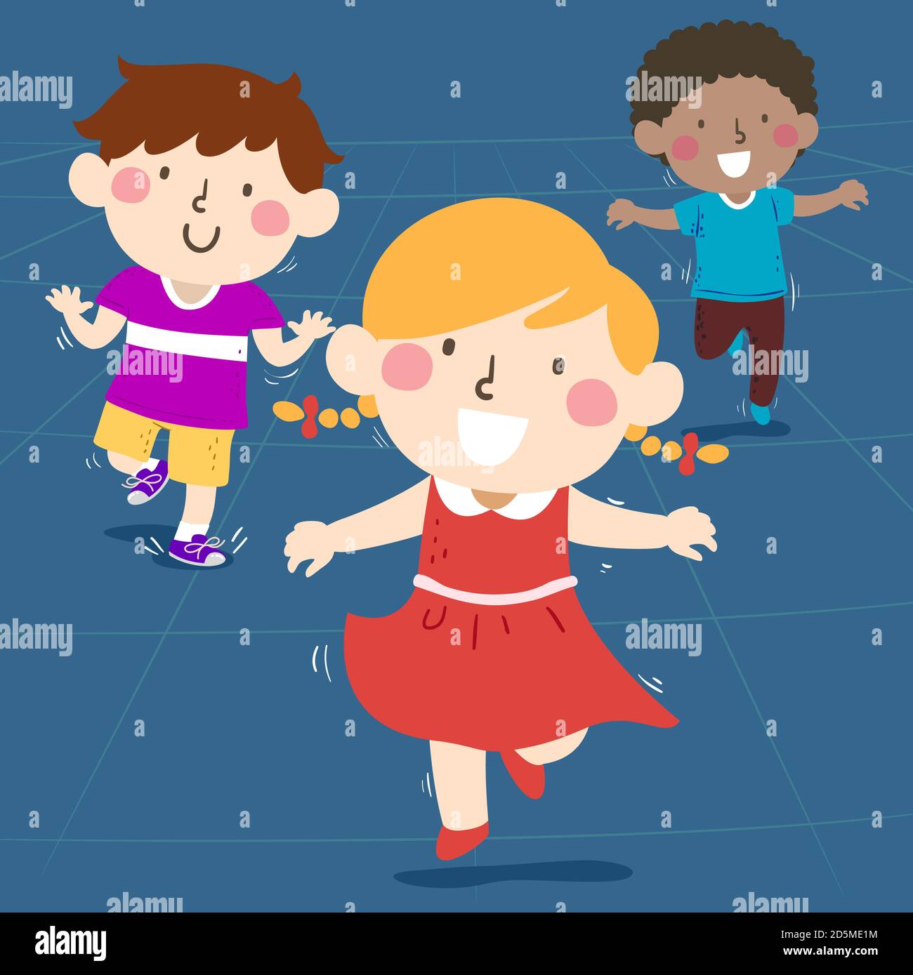 Illustration of Kids Hopping Indoors and Having Fun Stock Photo - Alamy