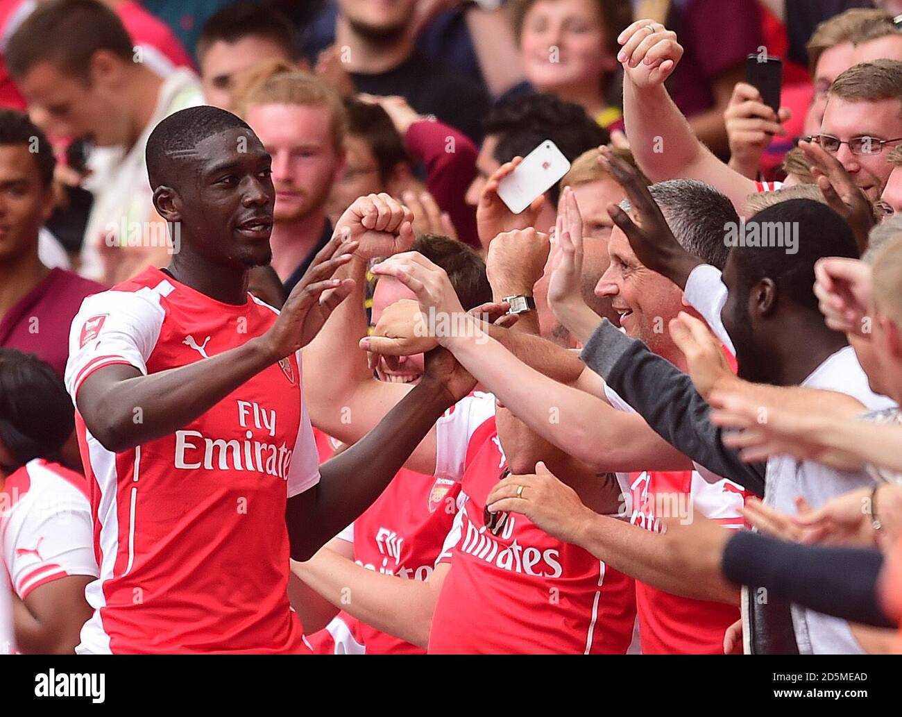 Arsenal's Yaya Sanogo celebrates his fourth goal Stock Photo - Alamy