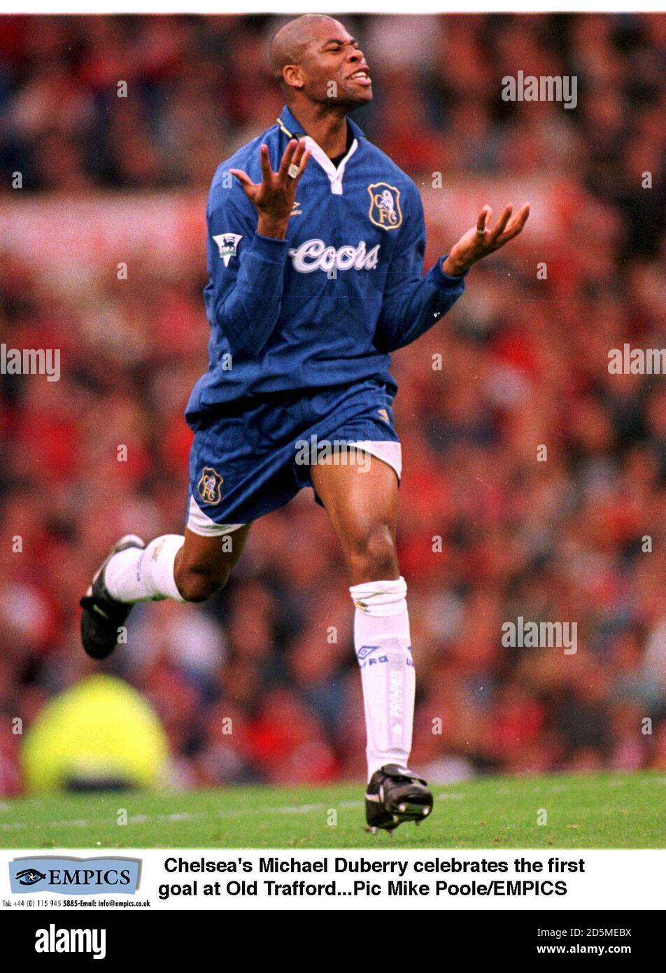 Chelsea's Michael Duberry celebrates the first goal at Old Trafford ...