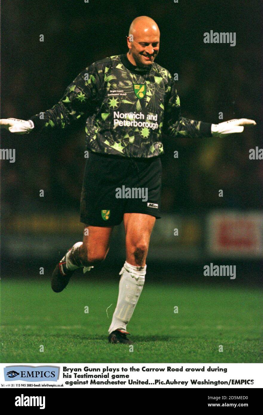 Bryan Gunn plays to the Carrow Road crowd during his Testimonial game ...